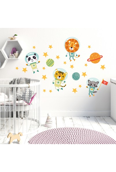 Sim Tasarım Uzay Temalı Çocuk Duvar Odası Stickerı