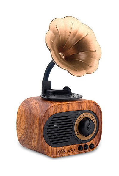 Mikado MN-S19 Ahşap USB/Aux/TF/BT Klasik Retro Gramofon Müzik Kutusu
