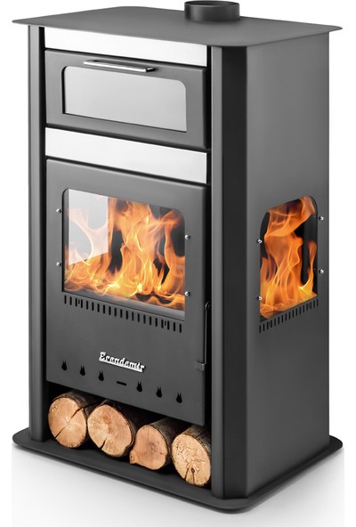 Erendemir 3 Camlı Şömine Kuzine Soba