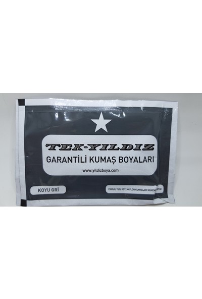 Tek - Yıldız Kumaş Boyası Koyu Gri Renk