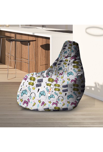 Oyun Konsolu Tasarımlı Damla Armut Koltuk Beyaz Oyun Konsolu Tasarımlı Damla Armut Koltuk Beyaz