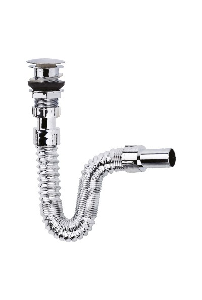 Krom Bas-Stop Lavabo Sifonu Krom Bas-Stop Lavabo Sifonu
