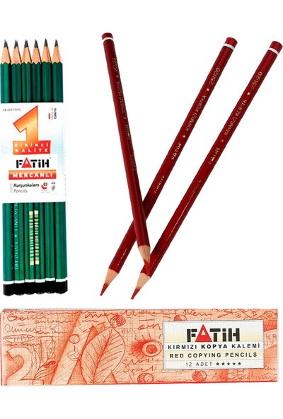 Fatih Mercanlı Kurşun 12'li + Kırmızı Kopya Kalemi 12'li Fatih Mercanlı Kurşun 12'li + Kırmızı Kopya Kalemi 12'li