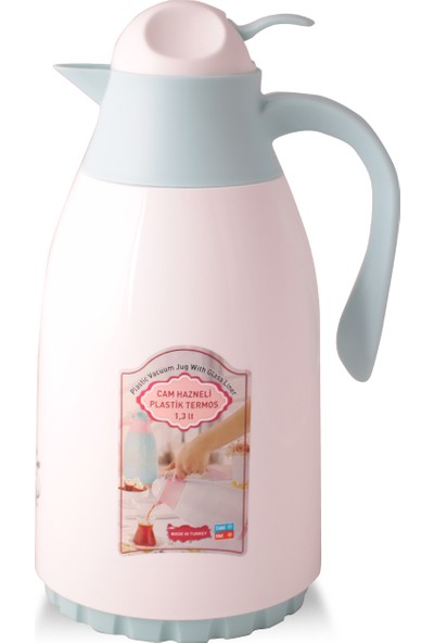 Cooker Cam Hazneli Plastik Termos 1,3 Lt Beyaz Turkuaz Cooker Cam Hazneli Plastik Termos 1,3 Lt Beyaz Turkuaz