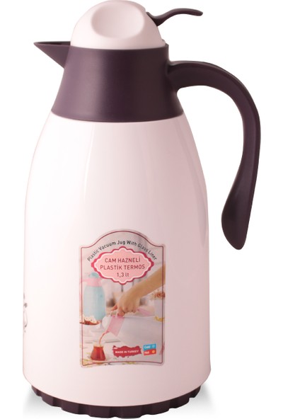 Cooker Cam Hazneli Plastik Termos 1,3 Lt Beyaz Mürdüm Cooker Cam Hazneli Plastik Termos 1,3 Lt Beyaz Mürdüm