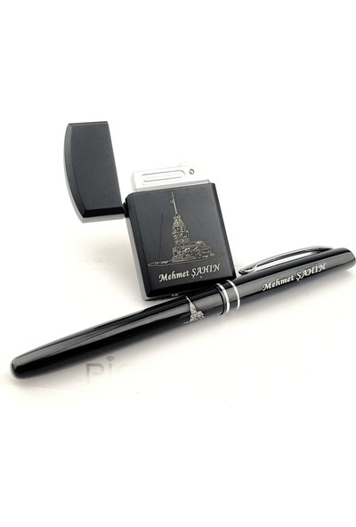 Pigado Isme Kişiye Özel Kız Kulesi Temalı Çakmak Kalem Seti Pigado Isme Kişiye Özel Kız Kulesi Temalı Çakmak Kalem Seti