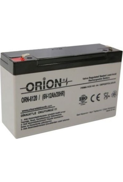 Orion 6V 12AH Kuru Bakımsız Akü Orion 6V 12AH Kuru Bakımsız Akü
