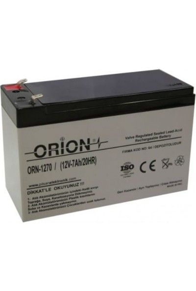 Orion 12V 7.0AH Kuru Bakımsız Akü
