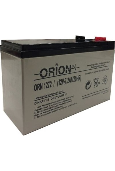 Orion 12V 7.2AH Kuru Bakımsız Akü