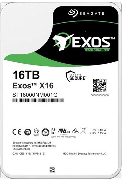 Seagate Exos X10 3.5'' 16TB 7200RPM 256MB Sata Disk ST16000NM001G Seagate Exos X10 3.5'' 16TB 7200RPM 256MB Sata Disk ST16000NM001G