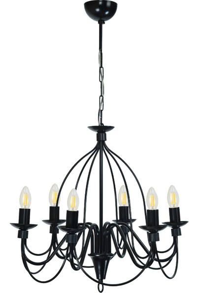 Gzhome Castle 6'Lı Siyah Avize