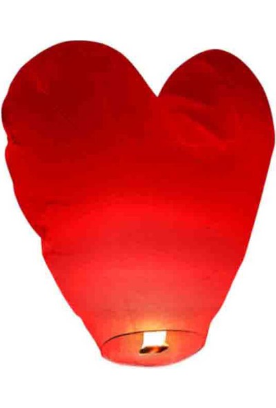 Tahtakale Toptancısı Dilek Feneri Kalpli Model (Kalıpli Dilek Feneri) 80 x 80 cm Kırmızı