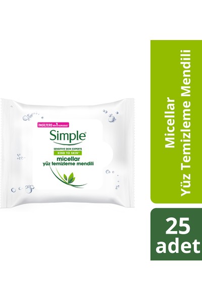Simple Kind To Skin Hassas Ciltlere Uygun Micellar Yüz Temizleme Mendili 25 Adet