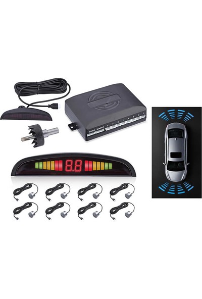 Sekizli Ön ve Arka Park Sensörü LED Ekranlı Sekizli Ön ve Arka Park Sensörü LED Ekranlı