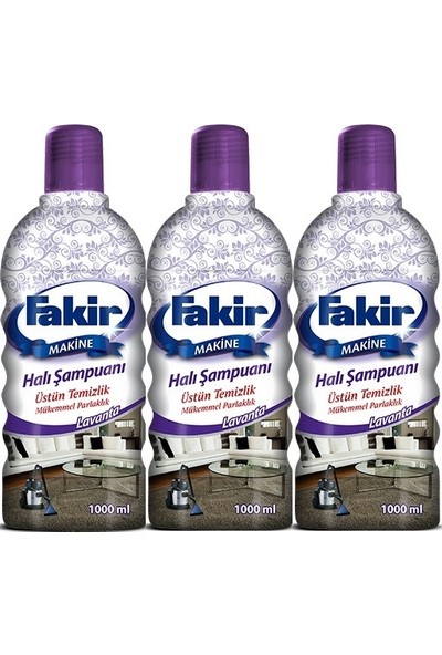Fakir Halı Şampuanı Matik Makinede Yıkama Lavanta 1000 ml 3'lü Fakir Halı Şampuanı Matik Makinede Yıkama Lavanta 1000 ml 3'lü