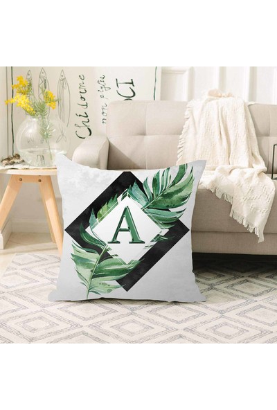 Else A Harfi Alfabe Fermuarlı Yer Minderi Kırlent İç Dolgulu 70 x 70 cm