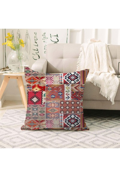 Else Şark Otantik Fermuarlı Yer Minderi Kırlent İç Dolgulu 70 x 70 cm