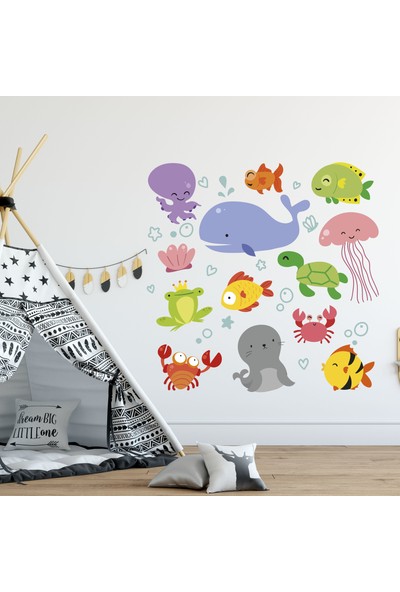 Tilki Dünyası Sevimli Su Dünyası Çocuk ve Bebek Odası Sticker