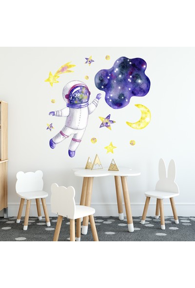 Tilki Dünyası Uzay Konstepti Astonot ve Gök Cisimleri Çocuk Odası Sticker Tilki Dünyası Uzay Konstepti Astonot ve Gök Cisimleri Çocuk Odası Sticker