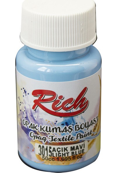 Rich Opak Kumaş Boyası 50 cc - 3015 Açık Mavi
