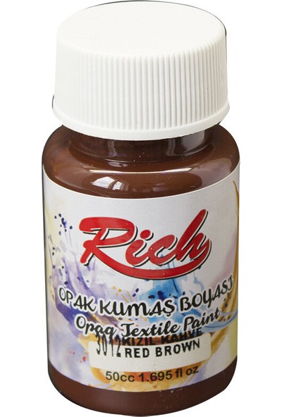 Rich Opak Kumaş Boyası 50 cc - 3012 Kızıl Kahve