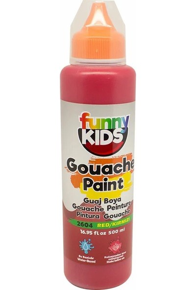 Funny Kids Guaj Boya 500 ml - 2604 Kırmızı Funny Kids Guaj Boya 500 ml - 2604 Kırmızı