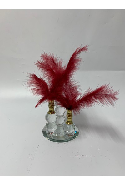 By Arı Ev Dekorasyon Bordo Tüylü Kristal Yütlük Gold By Arı Ev Dekorasyon Bordo Tüylü Kristal Yütlük Gold