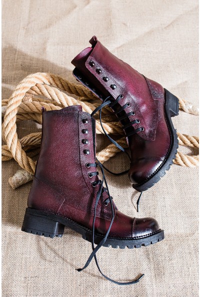 Tarçın Deri Bordo Günlük Kadın Postal Bot Trc130-0190