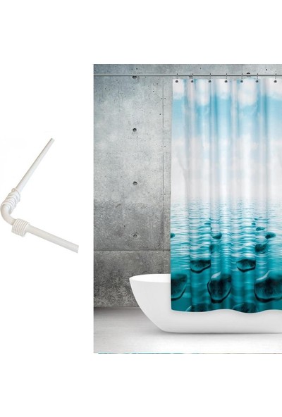 Prado Stone Banyo Perdesi Çift Kanat 120X200 Askı Hediyeli Prado Stone Banyo Perdesi Çift Kanat 120X200 Askı Hediyeli