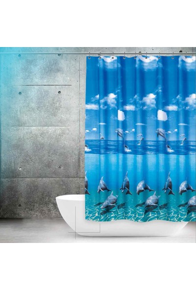 Prado Dolphin Banyo Perdesi, Duş Perdesi Çift Kanat 120X200CM