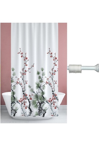 Prado Çam Banyo Perdesi, Duş Perdesi 180X200CM Askı Hediyeli