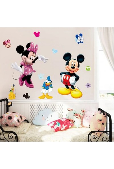 Kt Decoration Mickey Mouse & Minnie Mouse Duvar Stickerler Seçenekli