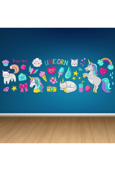 Kt Decoration Unicorn Set Kız Odası Duvar Sticker Kt Decoration Unicorn Set Kız Odası Duvar Sticker