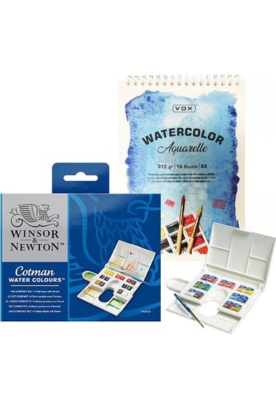 Winsor & Newton Cotman Compact 14'lü Sulu Boya Seti + Defter Winsor & Newton Cotman Compact 14'lü Sulu Boya Seti + Defter