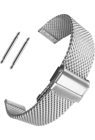 Chrono Metalik Gri Gümüş Renk Kalın Hasır Paslanmaz Çelik Saat Kordonu 20Mm Chrono Metalik Gri Gümüş Renk Kalın Hasır Paslanmaz Çelik Saat Kordonu 20Mm