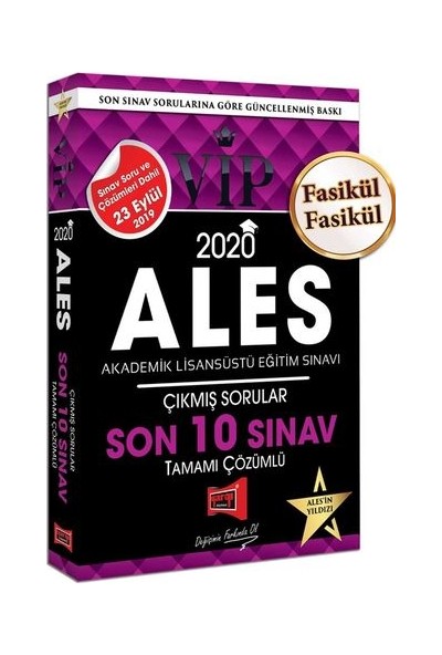 Yargı Yayınları 2020 Ales Vıp Tamamı Çözümlü Son 10 Sınav Çıkmış Sorular