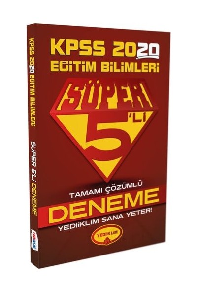 Yediiklim Yayınları 2020 KPSS Eğitim Bilimleri Tamamı Çözümlü Süper 5 Li Deneme Yediiklim Yayınları 2020 KPSS Eğitim Bilimleri Tamamı Çözümlü Süper 5 Li Deneme