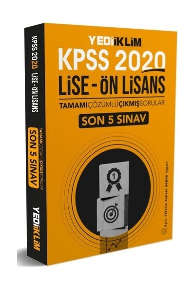 Yediiklim Yayınları KPSS 2020 Lise Önlisans Tamamı Çözümlü Son 5 Yıl Çıkmış Sorular (5 Lise Çıkmış + 5 Önlisans Çıkmış )
