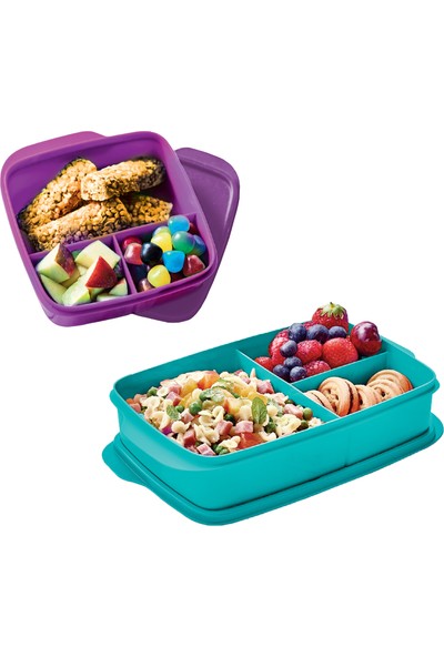 Tupperware Bölmeli Beslenme Kutusu 550 ml Mor ve 1 l Yeşil Tupperware Bölmeli Beslenme Kutusu 550 ml Mor ve 1 l Yeşil