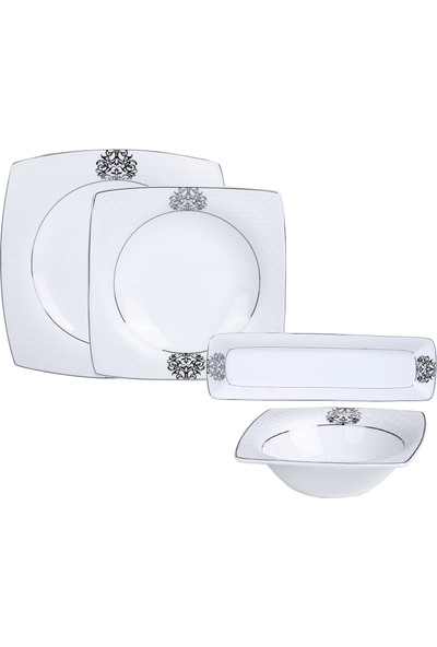 Karaca Fine Pearl Shinning 14 Parça 6 Kişilik Kare İnci Kahvaltı/Servis Takımı
