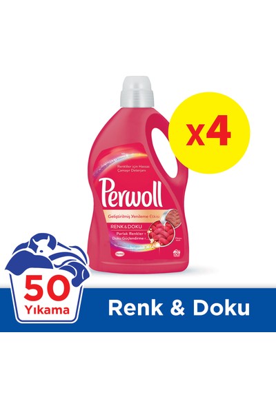 Perwoll Yenilenen Renkler Hassas Çamaşır Deterjanı 3 lt 4'lü Set Perwoll Yenilenen Renkler Hassas Çamaşır Deterjanı 3 lt 4'lü Set