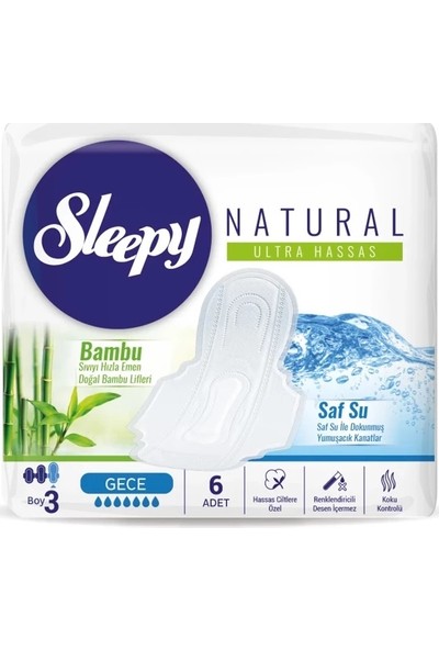 Sleepy Natural Ultra Hassas Hijyenik Ped Gece (6 Adet)