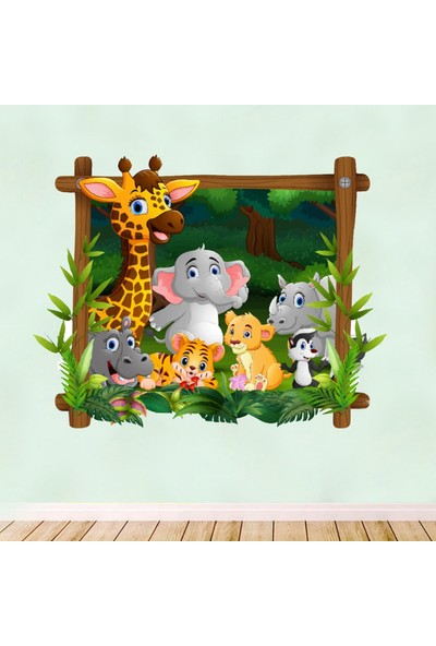 Kt Decoration Pencereden Bakan Sevimli Orman Hayvanları Duvar Sticker Kt Decoration Pencereden Bakan Sevimli Orman Hayvanları Duvar Sticker