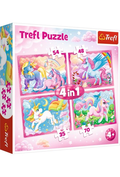 Trefl Puzzle The Magical World Of Unicorns 4 In 1 Puzzle (35+48+54+70 Parça) Trefl Puzzle The Magical World Of Unicorns 4 In 1 Puzzle (35+48+54+70 Parça)