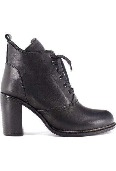 Mammamia D19KB-1240 Kadın Deri Topuklu Bot Siyah