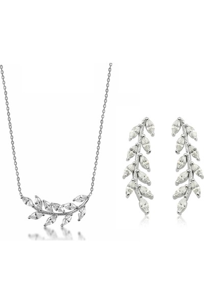 Rams Gümüş Beyaz Başak Ikili Takı Seti