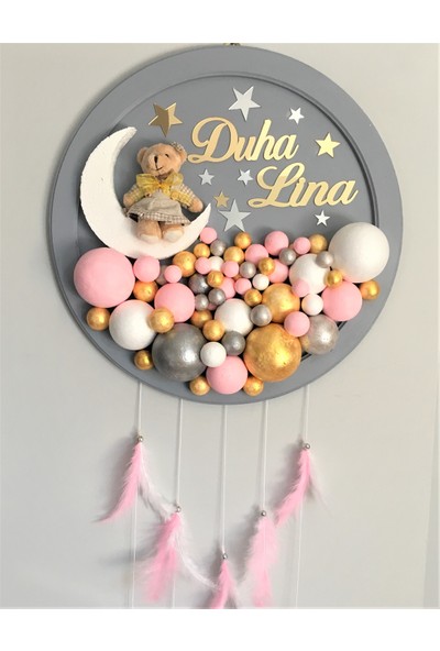 Buki'nin Atölyesi Ahşap Bubble Pano Bebek Kapı Süsü Buki'nin Atölyesi Ahşap Bubble Pano Bebek Kapı Süsü