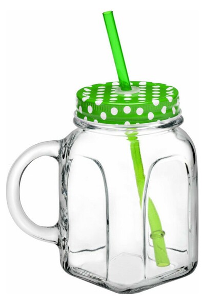 Paşabahçe Homemade Yeşil Kapaklı Pipetli Bardak