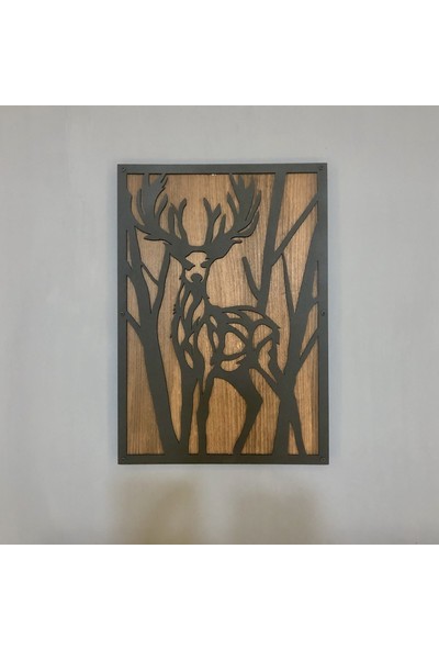 KAYRA TASARIM AHŞAP TABLO GEYİK ÇERÇEVELİ(50x35cm)