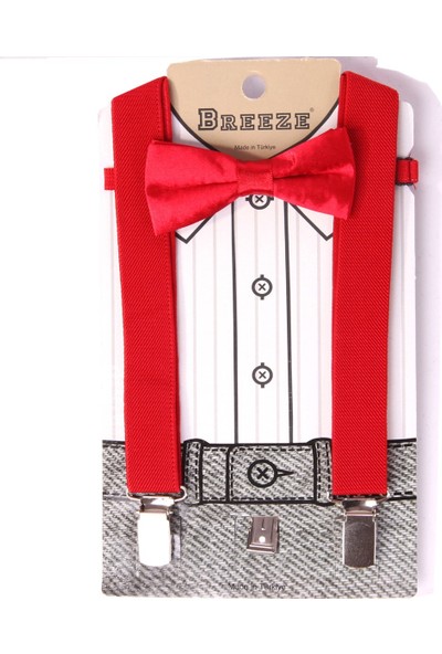 Eh Erkek Çocuk Pantolon Askısı Papyonlu Kırmızı 1-7 Yaş